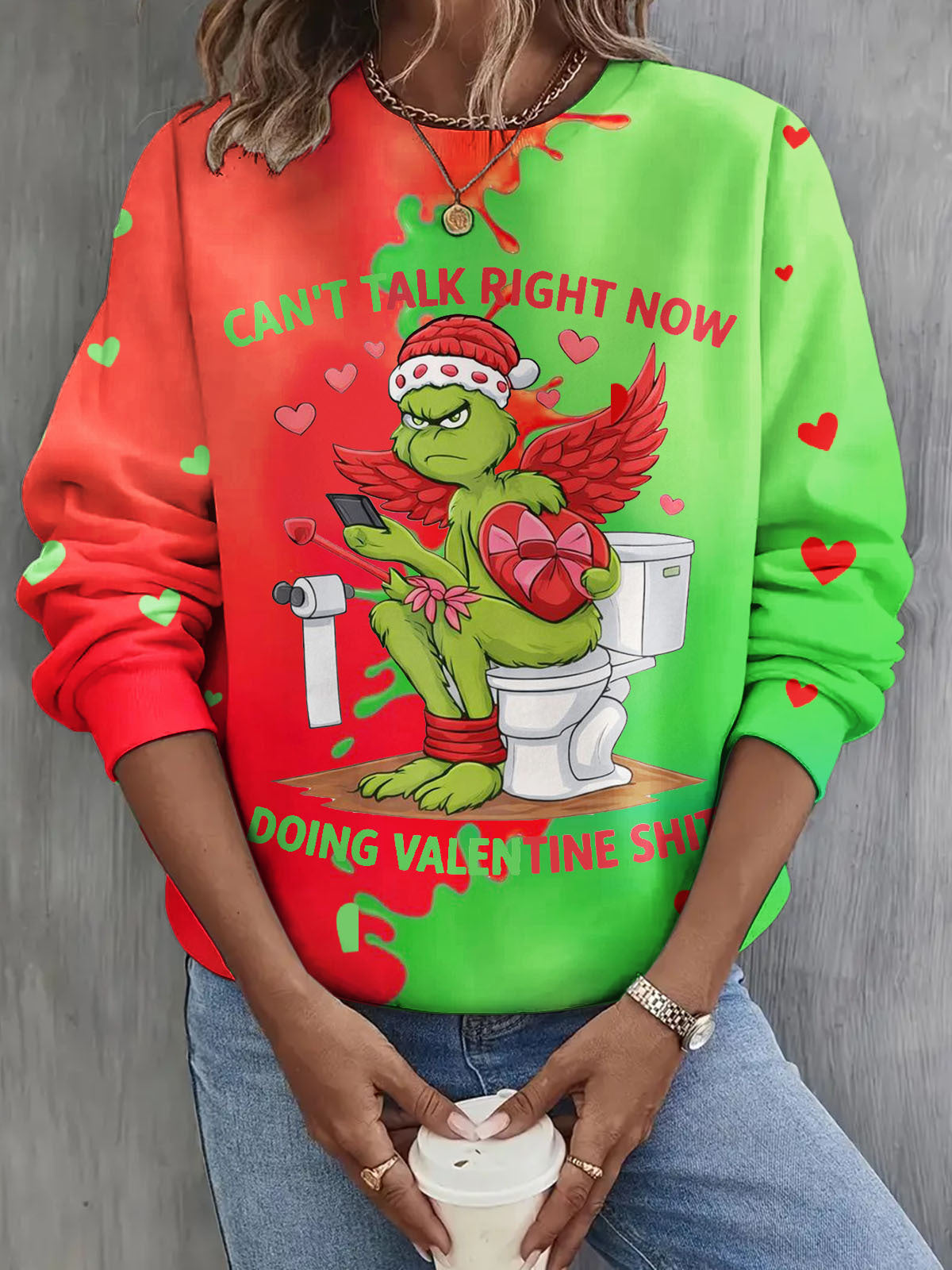 Valentine's Day Fun Grinch Long Sleeve Casual Top – Wonder closets