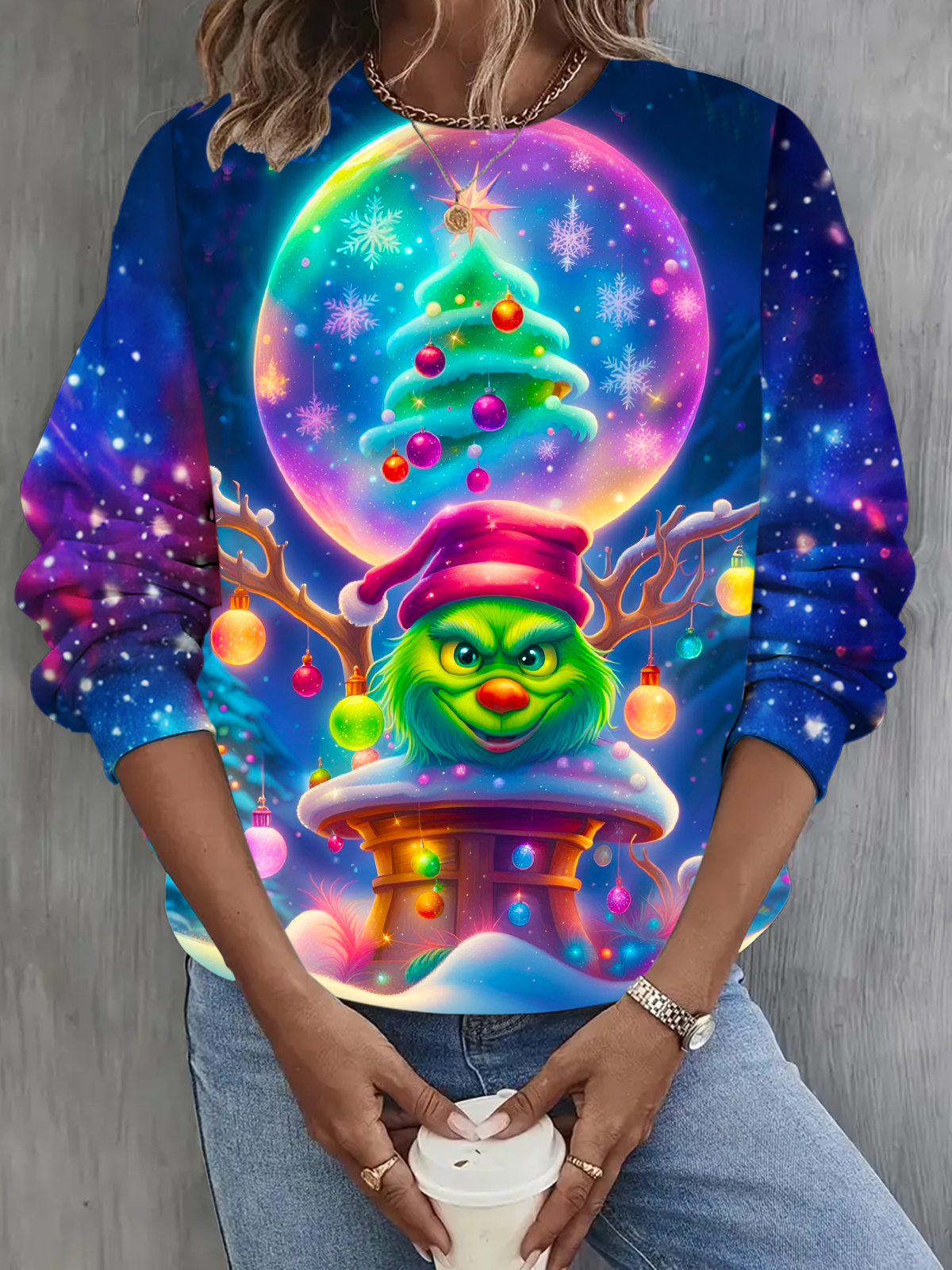 Colorful and Fun Christmas Grinch Long Sleeve Casual Top – Wonder closets