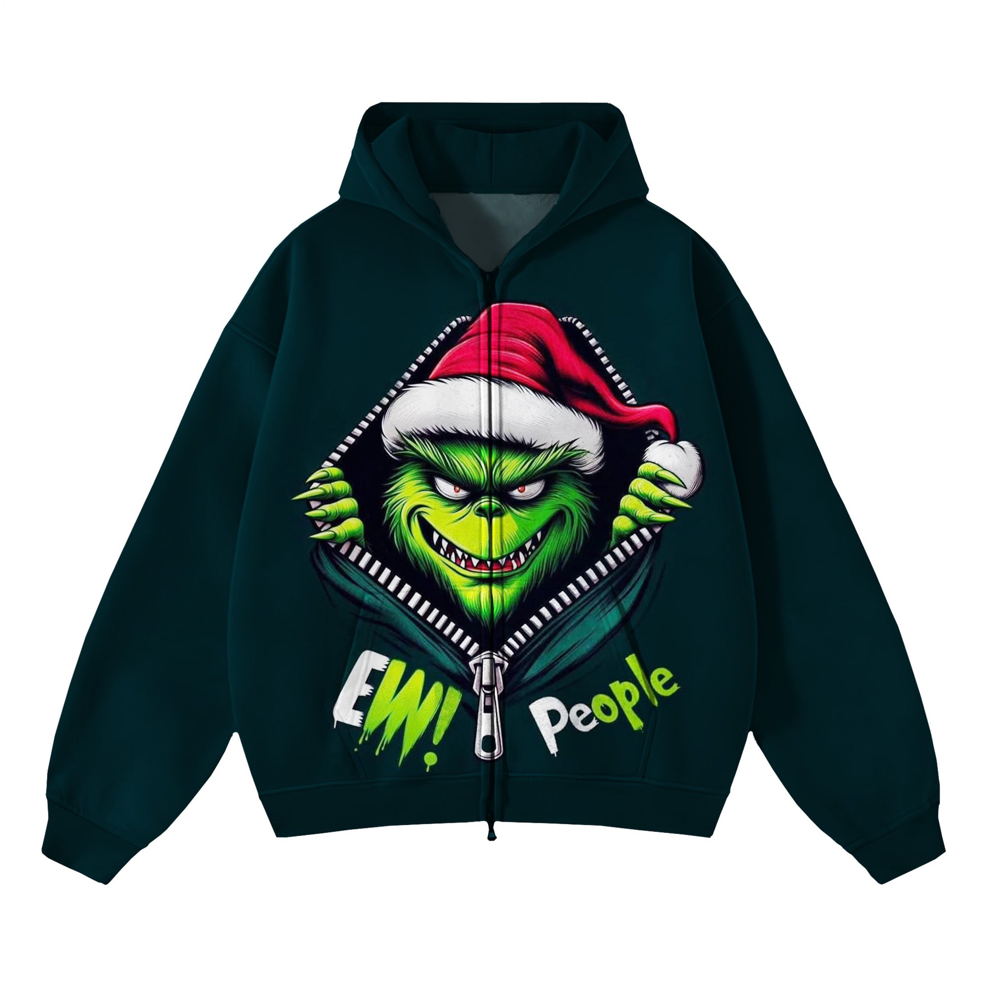Fun Christmas Grinch Zippered Sweatshirt Jacket – Wonder closets