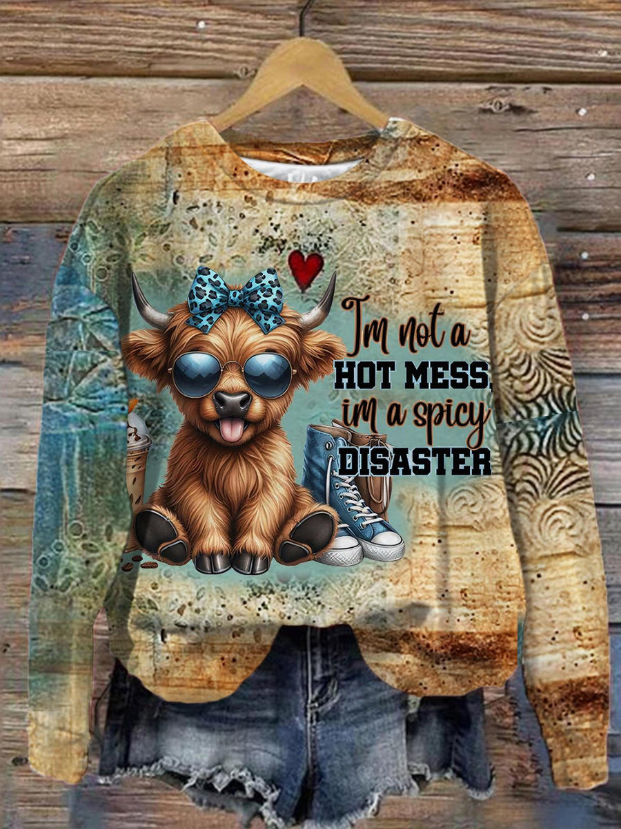 I’m Not A Hot Mess Funny Cow Print Crew Neck T-shirt – Wonder closets