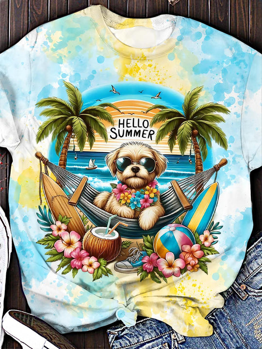 Summer Vacation Dog Crew Neck T-shirt – Wonder closets