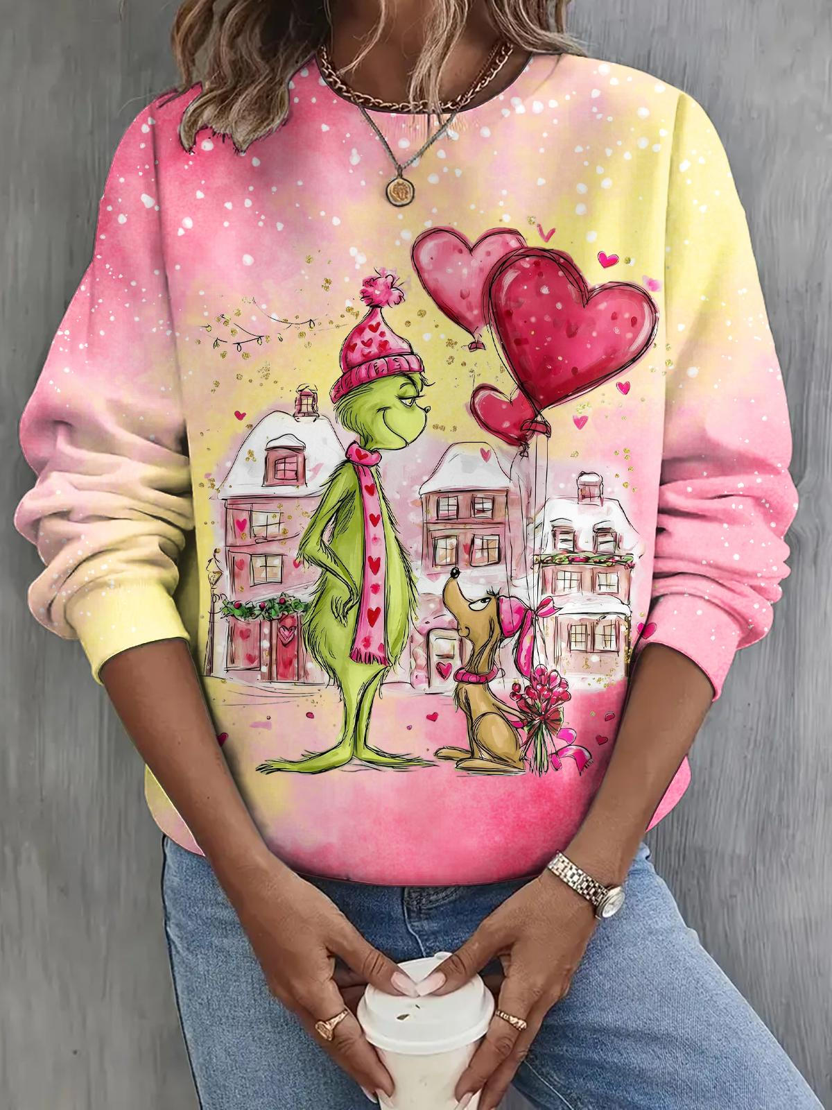 Valentine's Day Grinch Long Sleeve Casual Top – Wonder closets