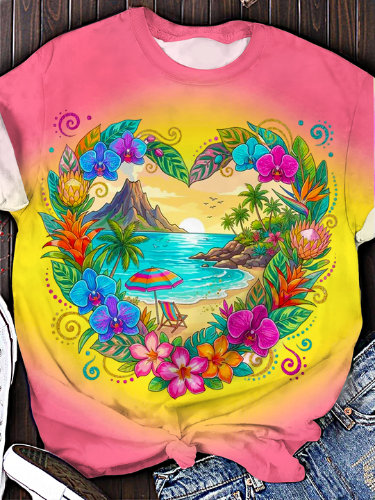 Beach Heart Summer Crew Neck T-shirt – Wonder closets