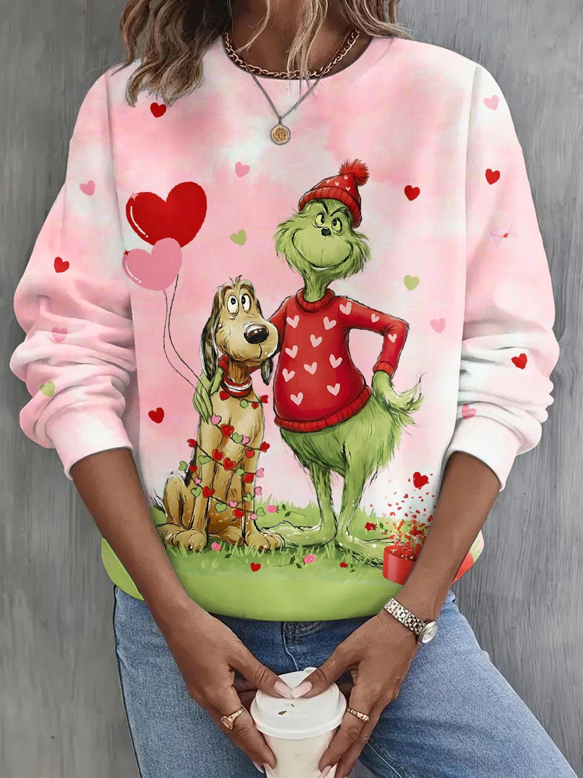 Valentine's Day Romantic Grinch Long Sleeve Casual Top – Wonder closets