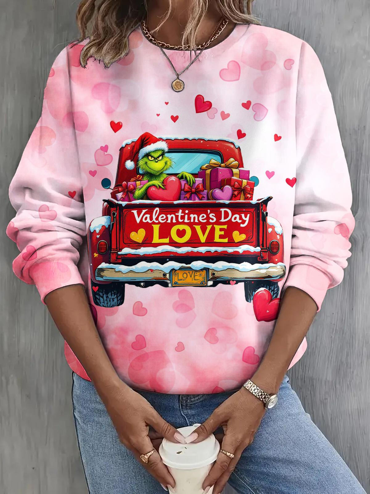Valentine's Day Fun Grinch Long Sleeve Casual Top – Wonder closets