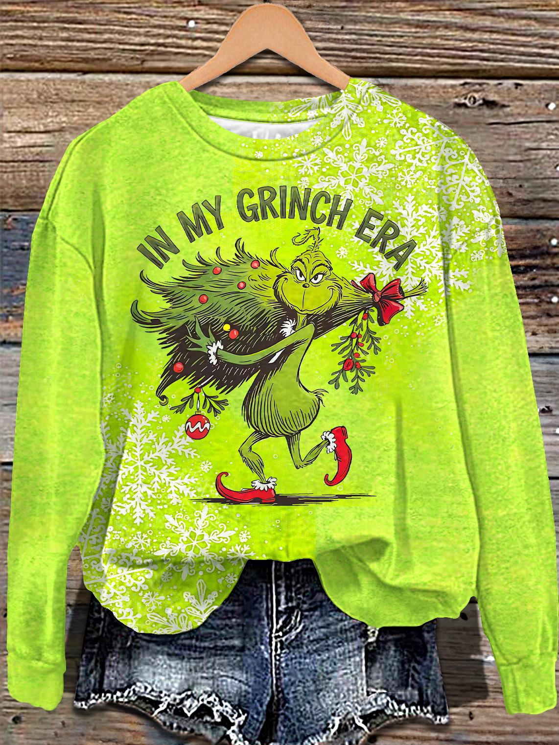 Christmas Grinch Print Long Sleeve Casual Top – Wonder closets