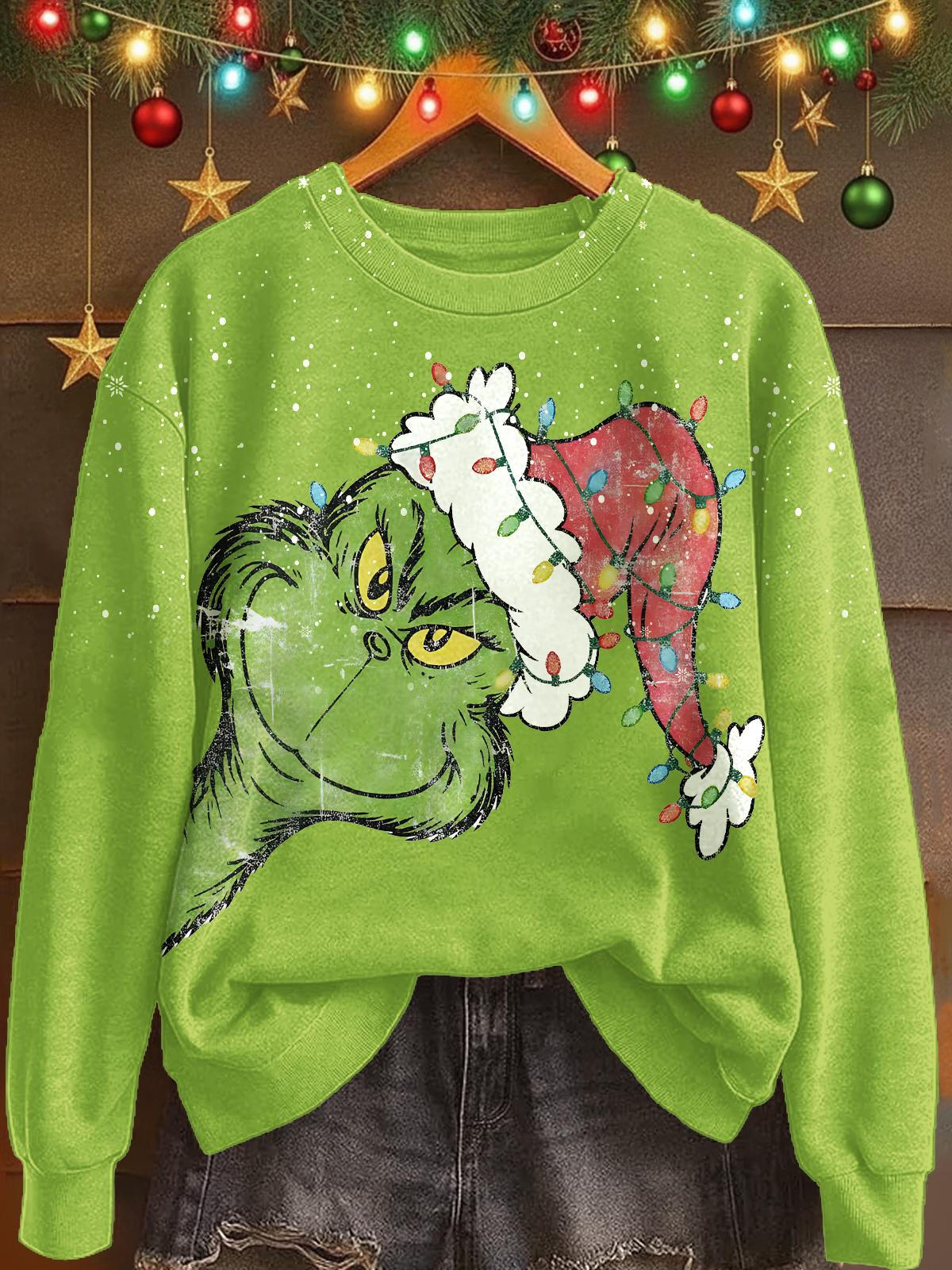 Grinch Christmas Printed Long Sleeve Casual Top – Wonder closets