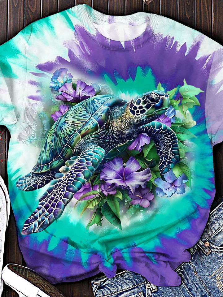 Tie dye Vacation Turtle Crew Neck T-shirt – Wonder closets