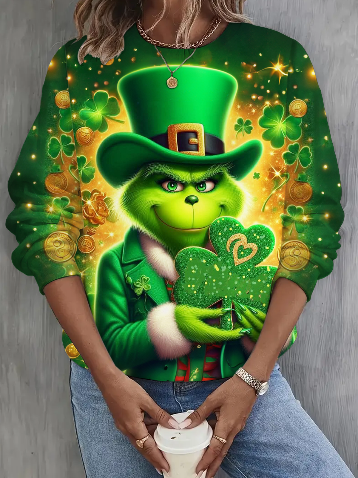 The Grinch Steals St. Patrick's Day Long Sleeve Casual Top – Wonder closets