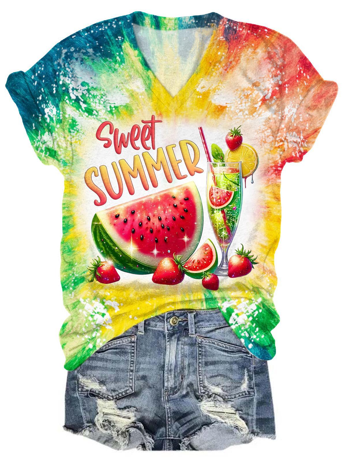 Sweet Summer Fruits V-neck T-Shirt – Wonder closets