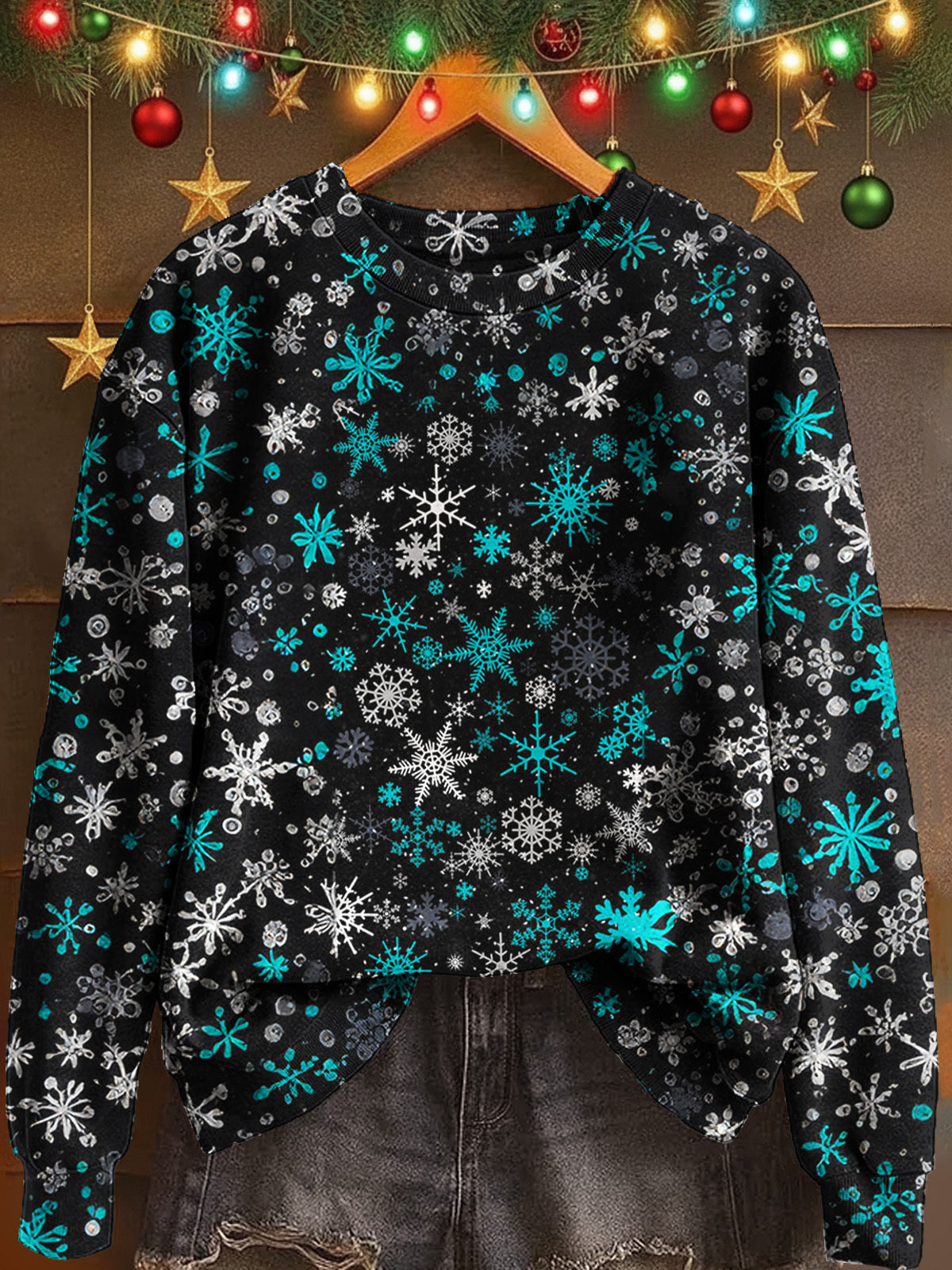 Winter Snowflake Print Long Sleeve Casual Top – Wonder closets
