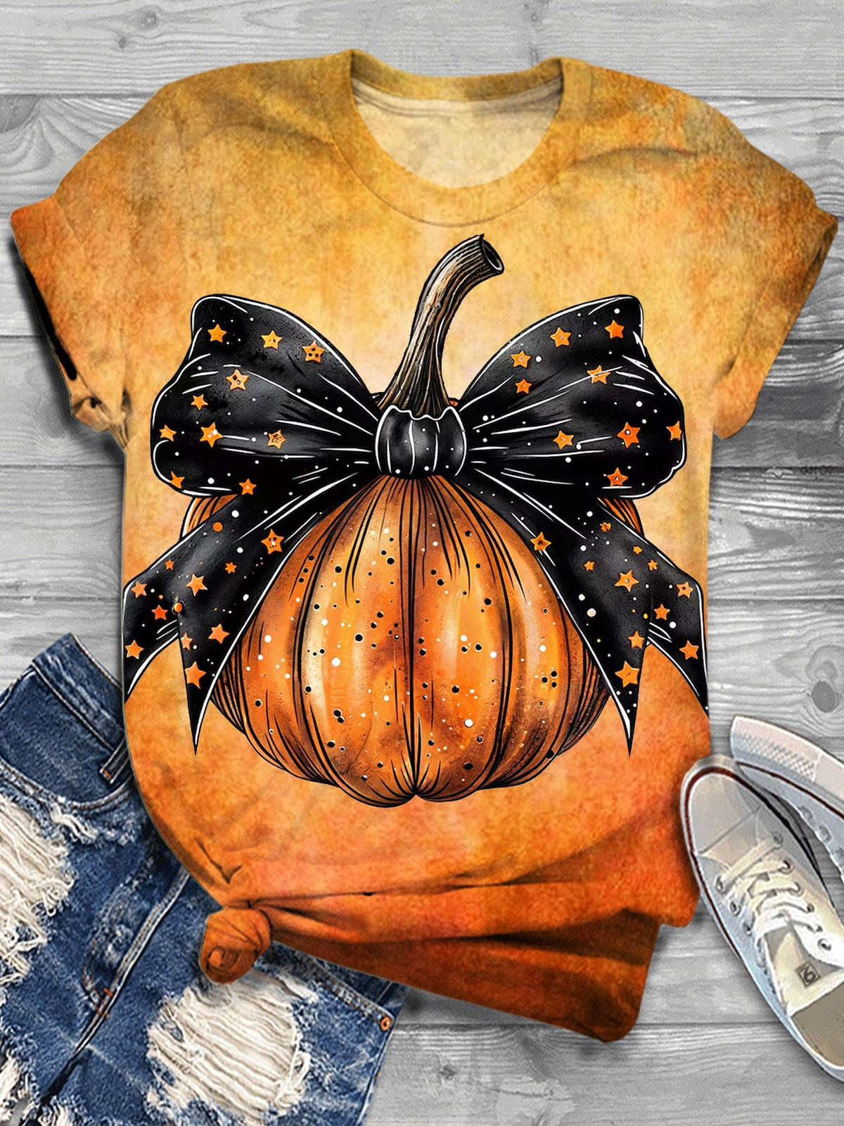 Autumn Pumpkin Print Casual Top – Wonder closets