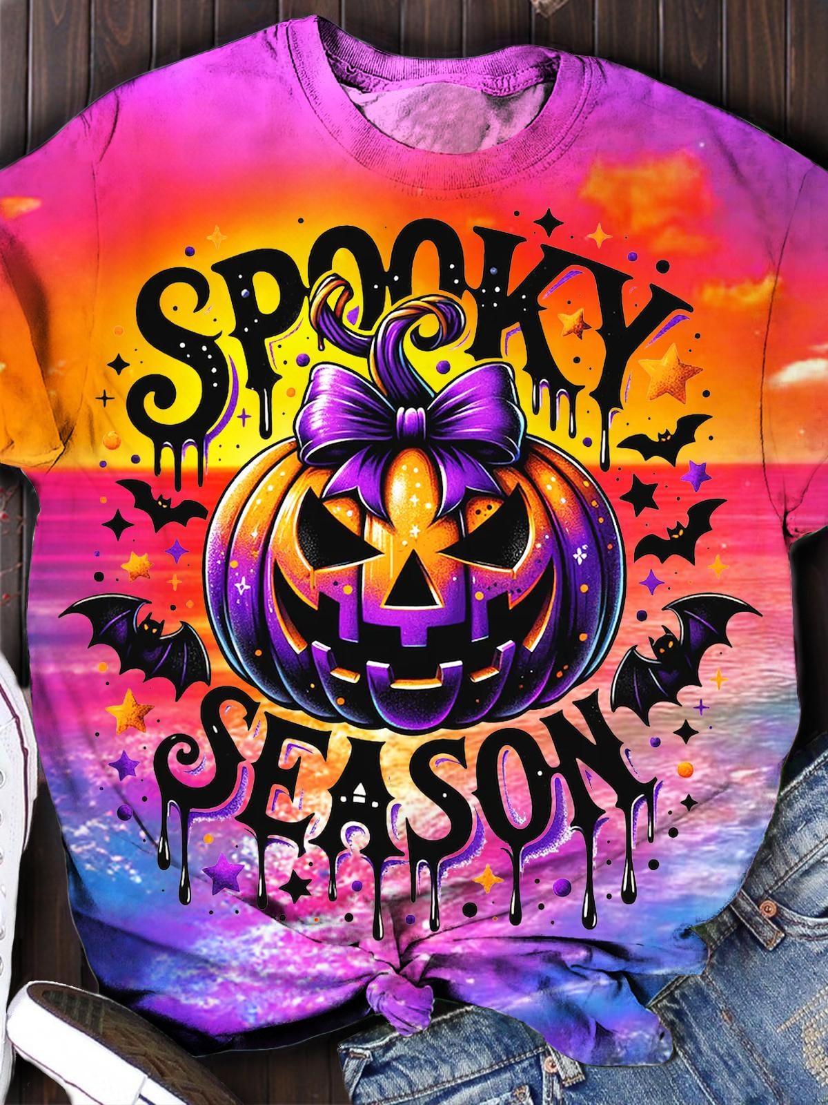 Spooky Season Print Crew Neck T-shirt – Wonder closets