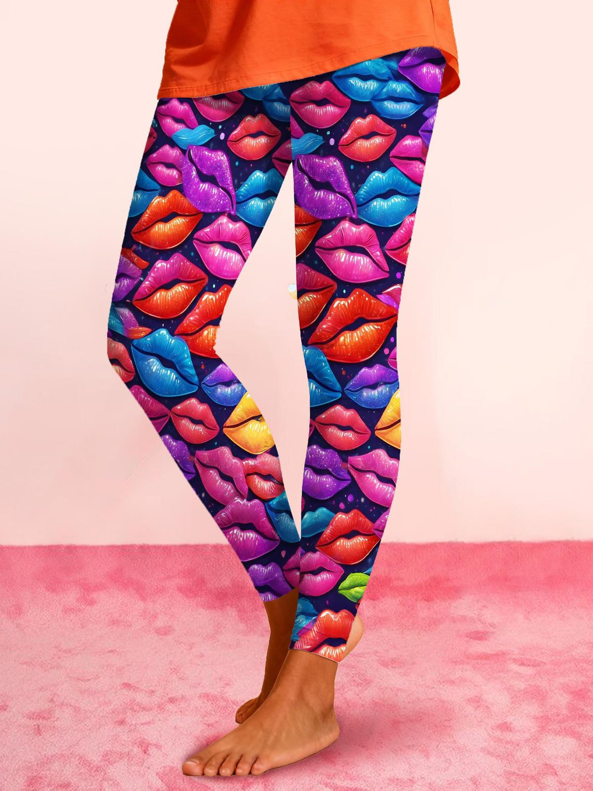 Valentine's Day Lip Print Leggings – Wonder closets