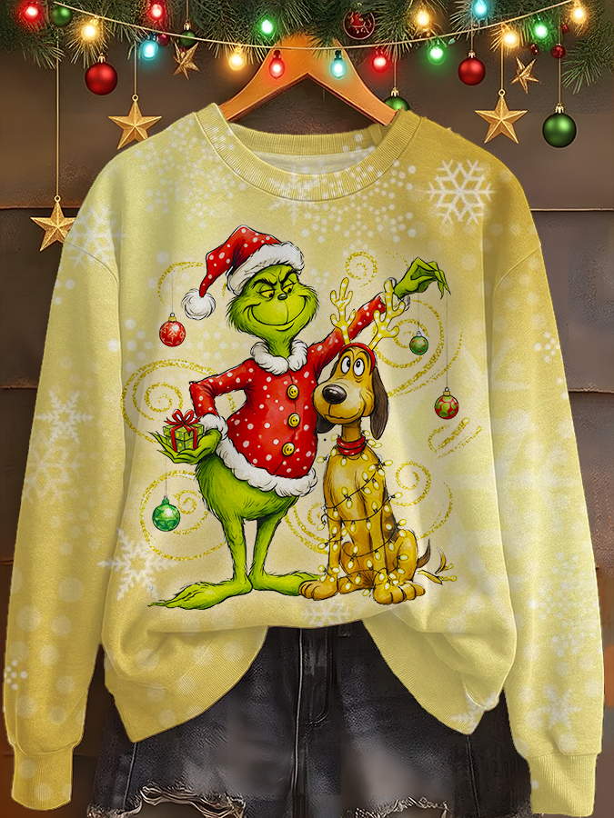 Grinch and Max Dog Christmas Printed Long Sleeve Casual Top – Wonder ...