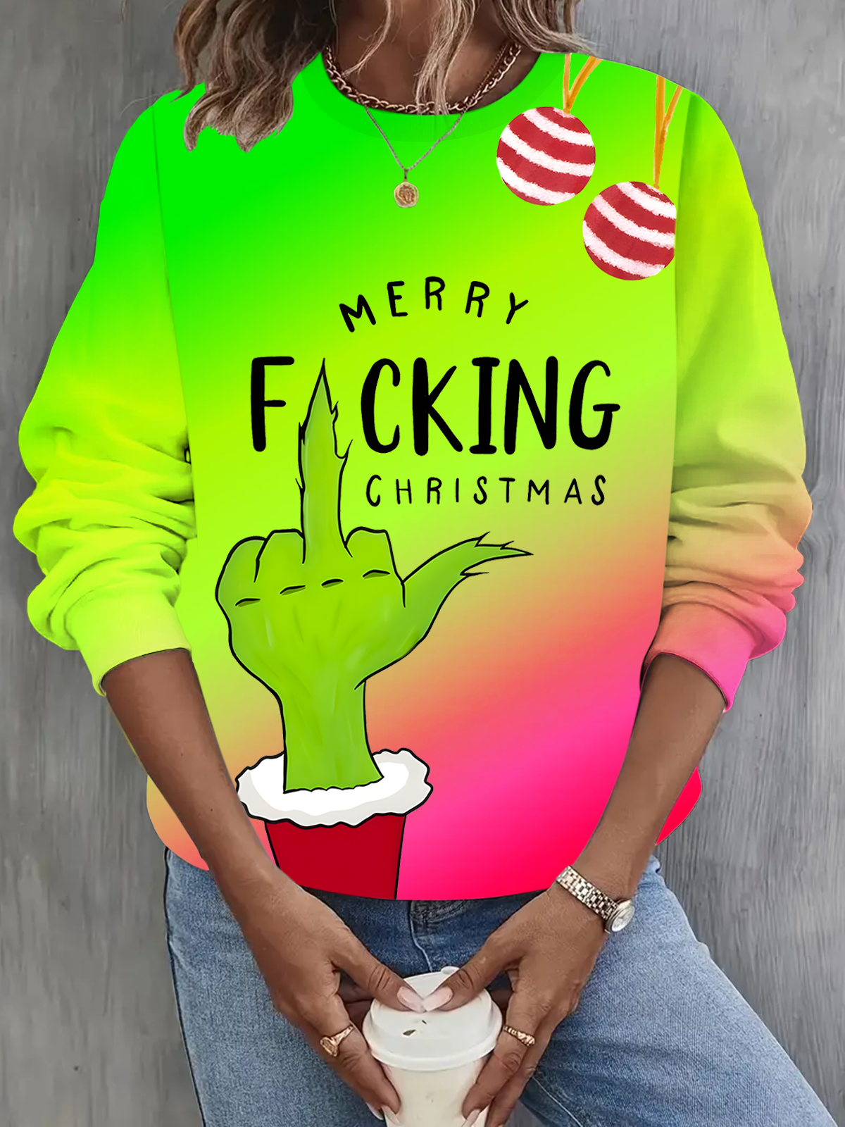 Grinch Giving the Finger Long Sleeve Casual Top – Wonder closets