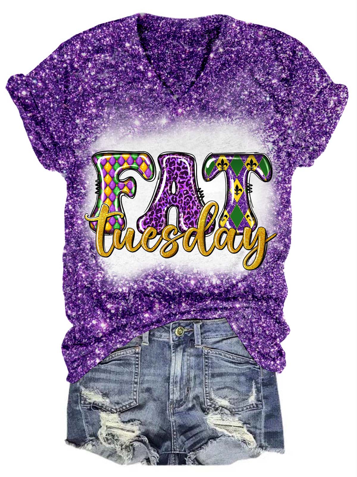Fat Tuesday Mardi Gras Glitter T-Shirt – Wonder closets