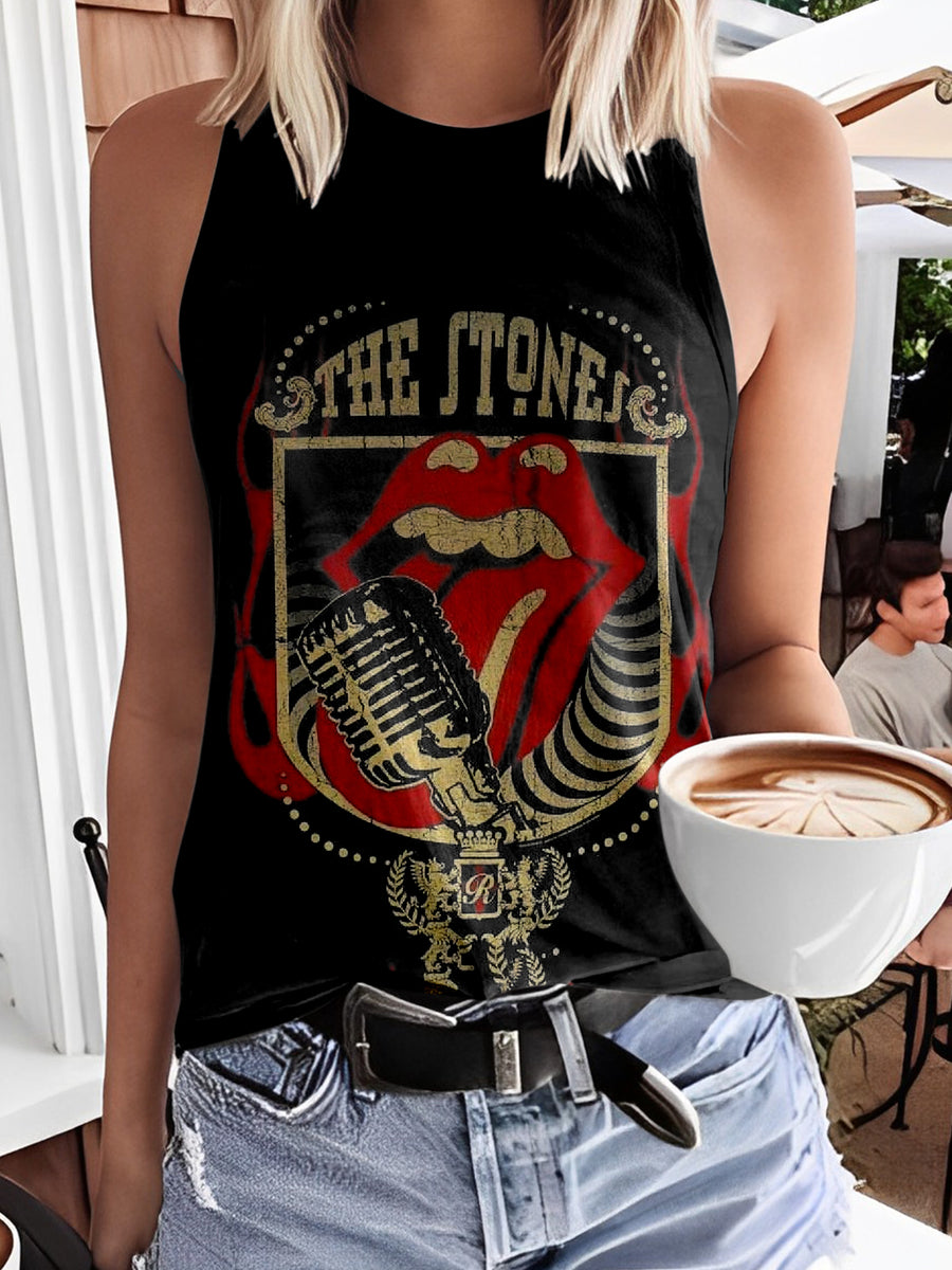 Retro Poster Print Sleeveless Tank Top – Wonder closets