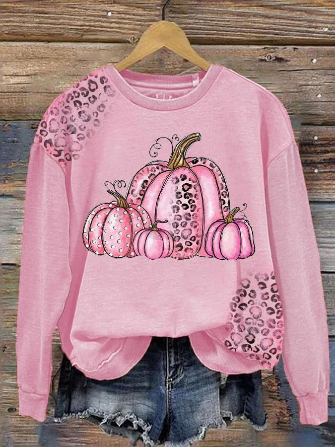 Women's Pink October Halloween Pumpkin Round Neck Top – Wonder closets