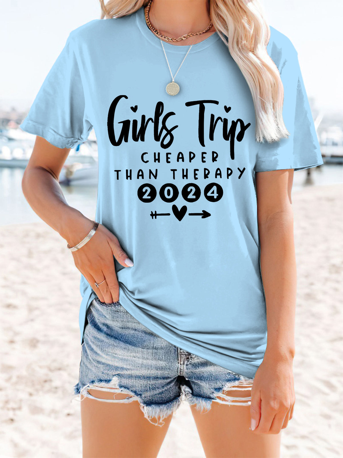 Girls Trip 2024 Cheaper Than Therapy Casual Short Sleeve T-shirt ...