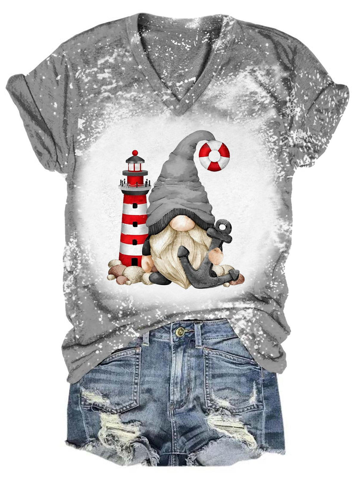 Lighthouse Sea Gnome Tie Dye V Neck T-Shirt – Wonder closets