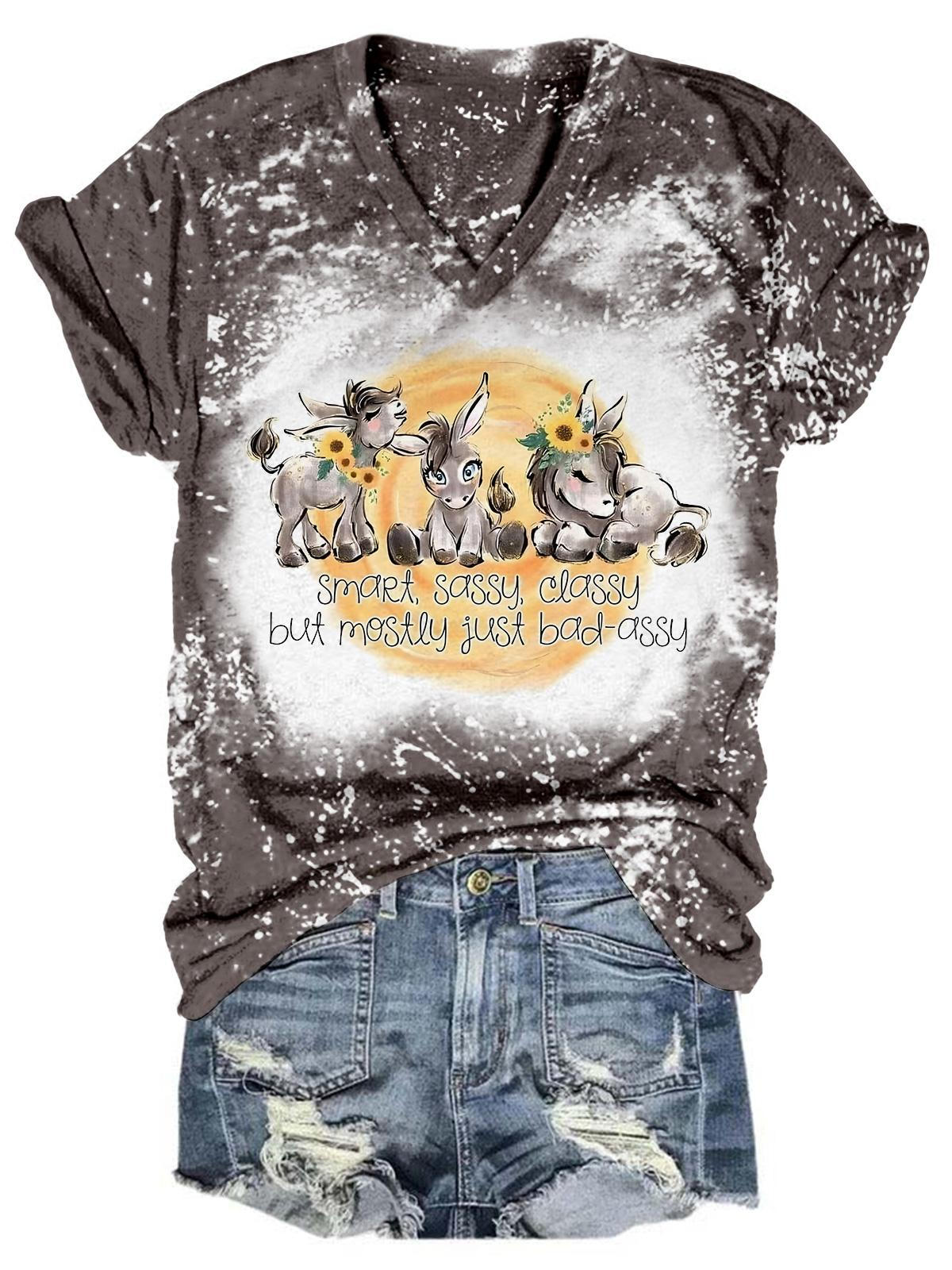 Smart Sassy Classy But Mostly Just Bad-Assy Tie Dye V Neck T-Shirt ...