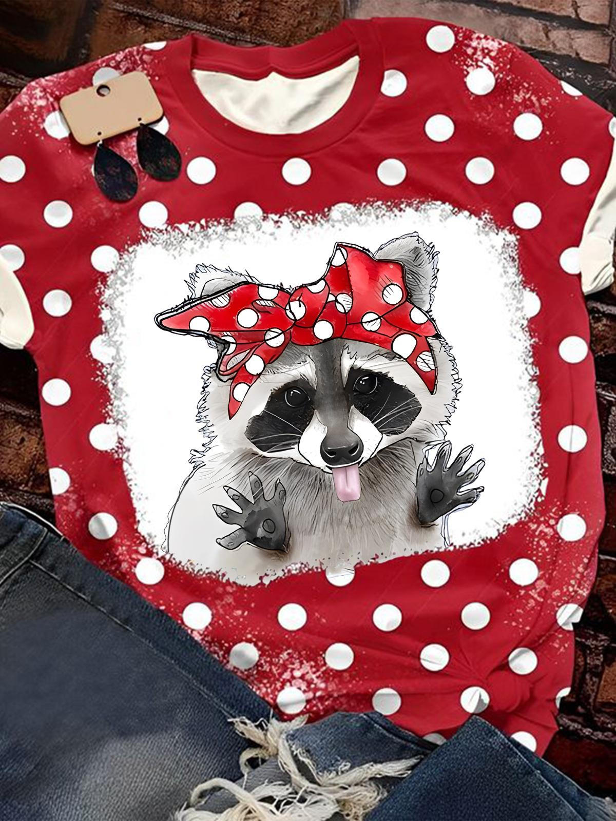Raccoon With Bandana Tie Dye Polka Dots T-shirt – Wonder closets