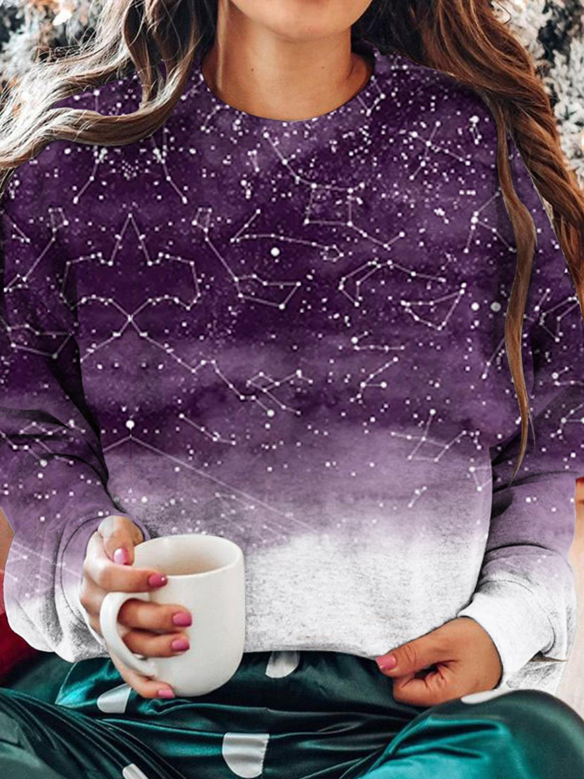 Women's Starry Sky Gradient Print Long Sleeve Top – Wonder closets